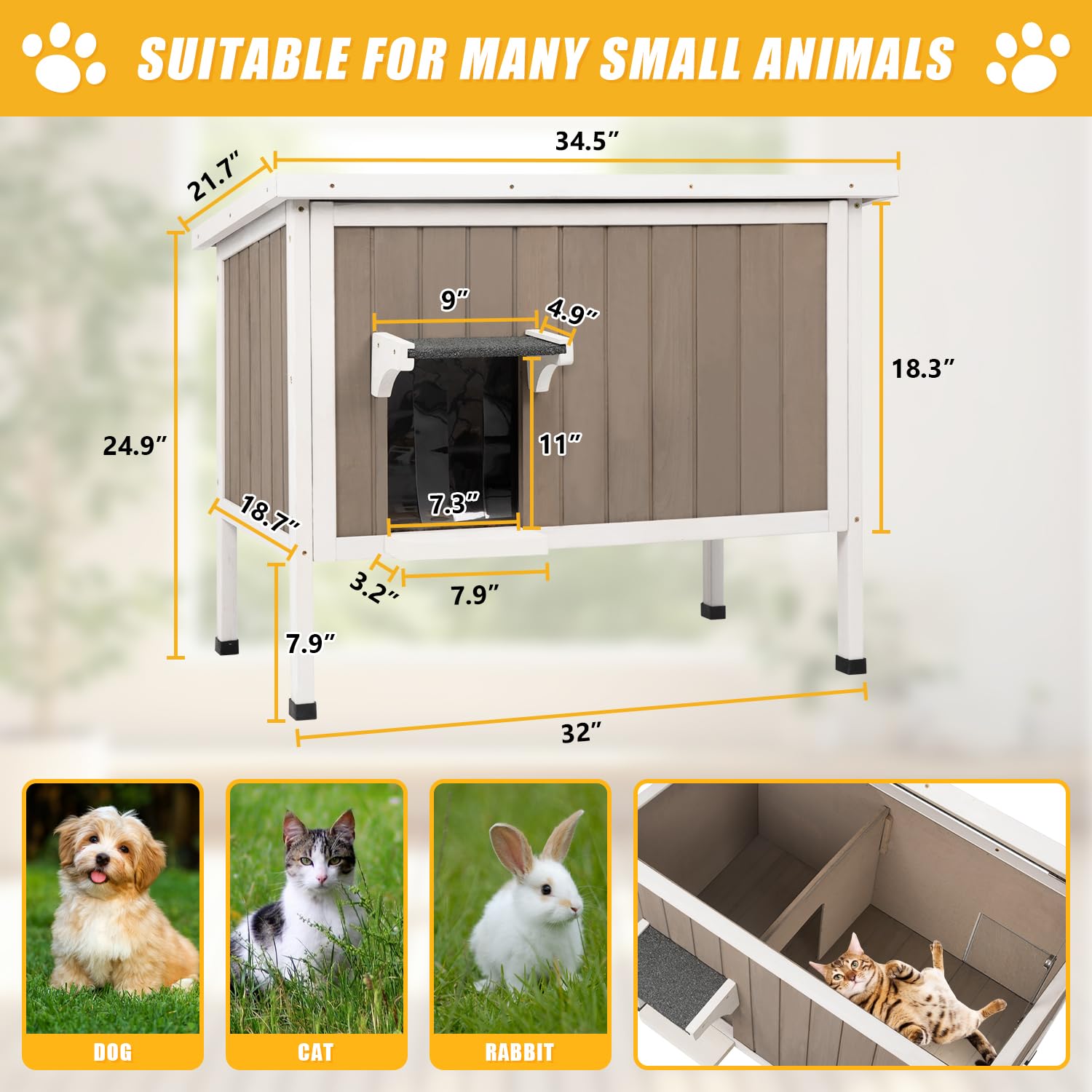 Snapklik.com : Ketive Outdoor Cat House Weatherproof Cat Enclosure
