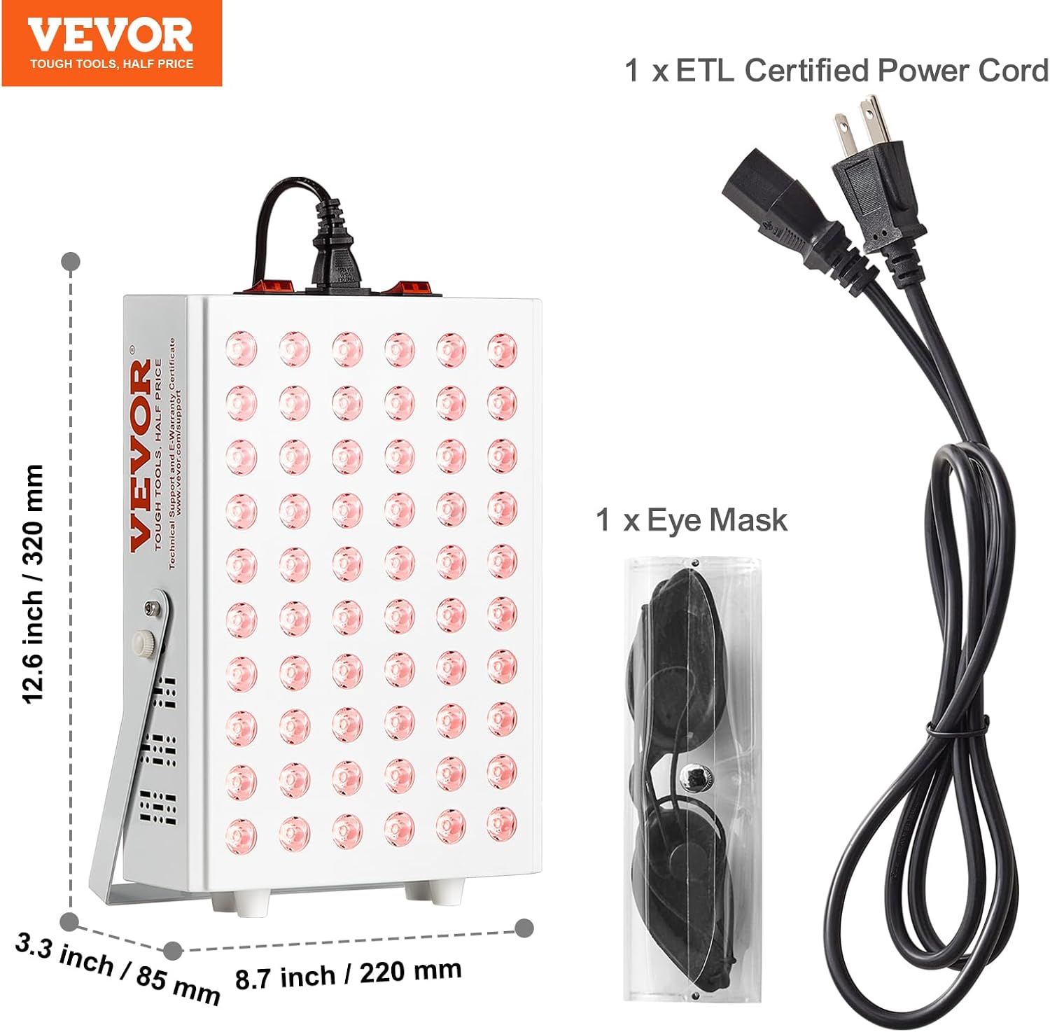 VEVOR Terapia de luz roja para cara corporal, 60 LED de doble chip ...