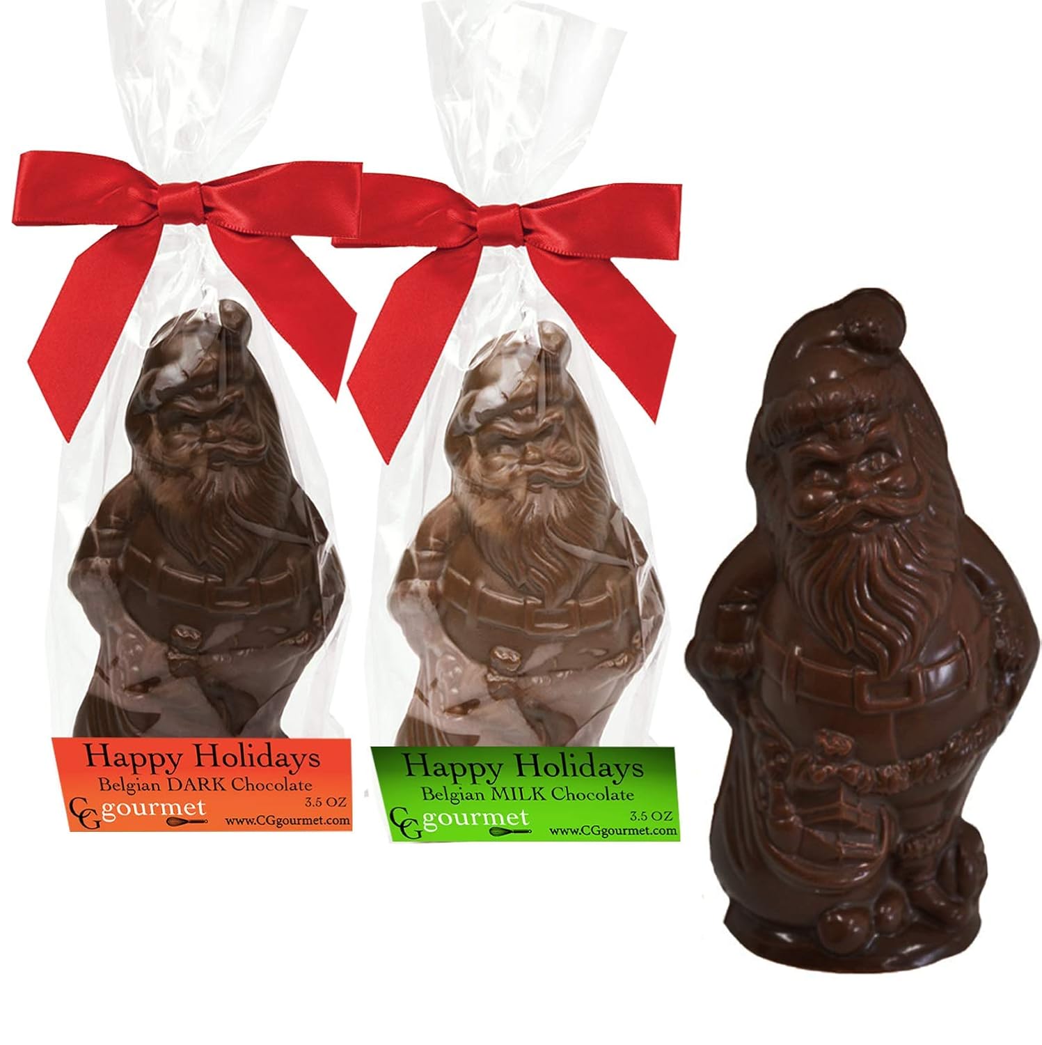 Amazon.com: Holiday Gourmet Milk and Dark Chocolate Santa 4-pack, 3.5 ...