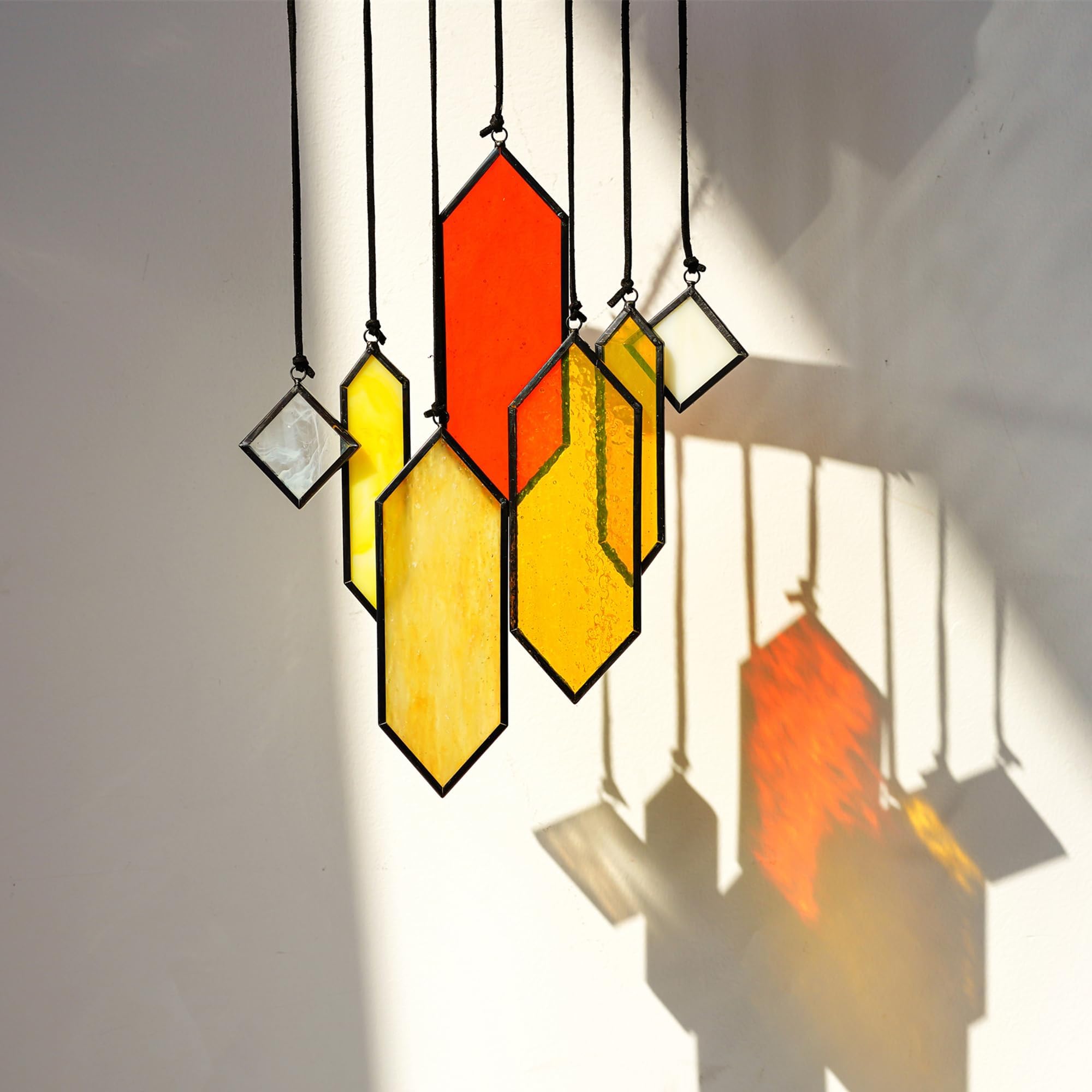 Amazon.com: HDCRYSTALGIFTS Set 7 Sun Catchers Stained Glass Decor ...