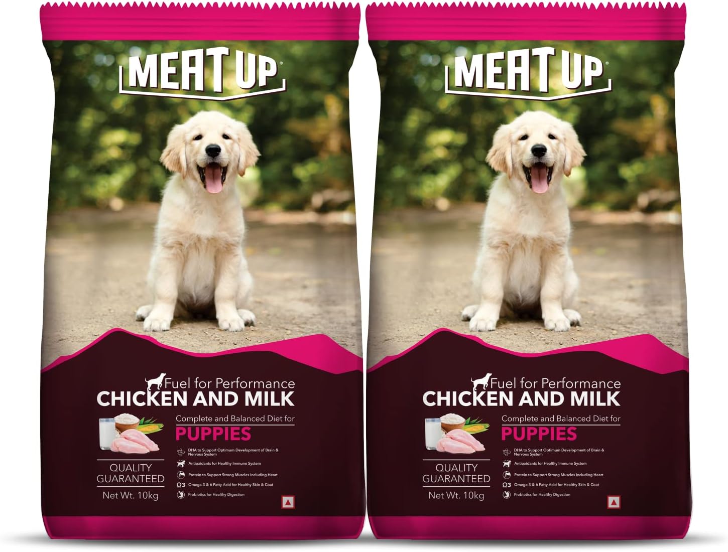 Meat Up Puppy Dry Dog Food Chicken and Milk Flavour, 10kg (Buy 1 Get 1 ...