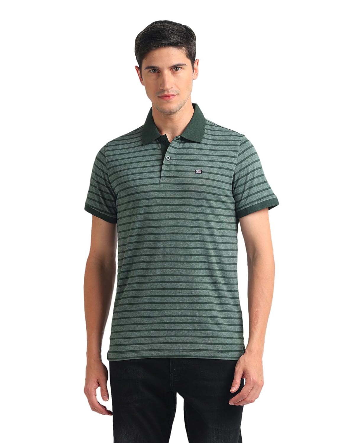 Buy Arrow Horizontal Stripe Logo Polo Shirt Olive at Amazon.in