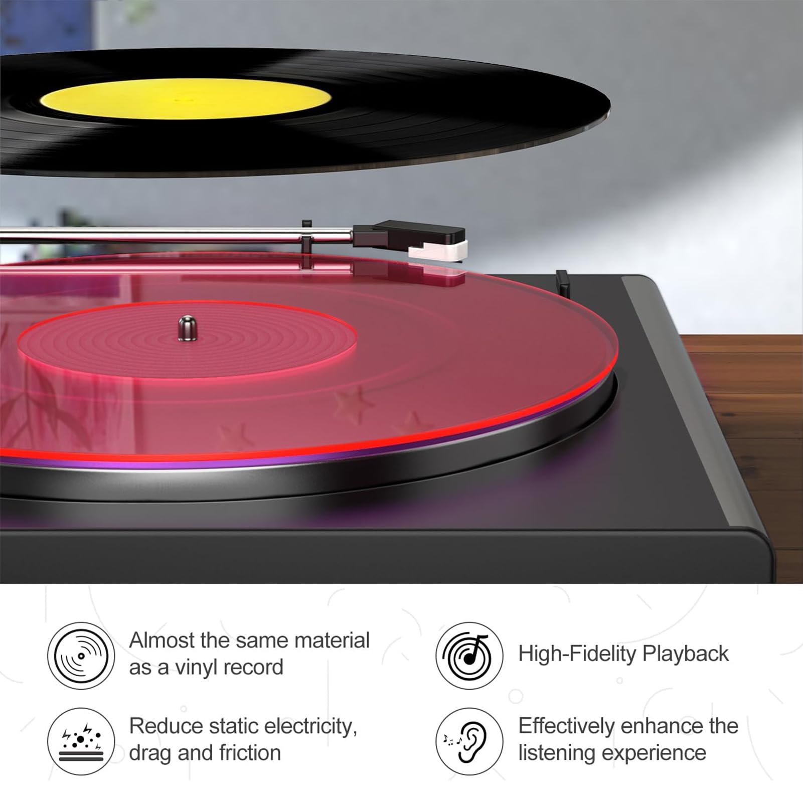 Snapklik.com : Turntable Platter Mat, 12 Inch Acrylic Record Player ...