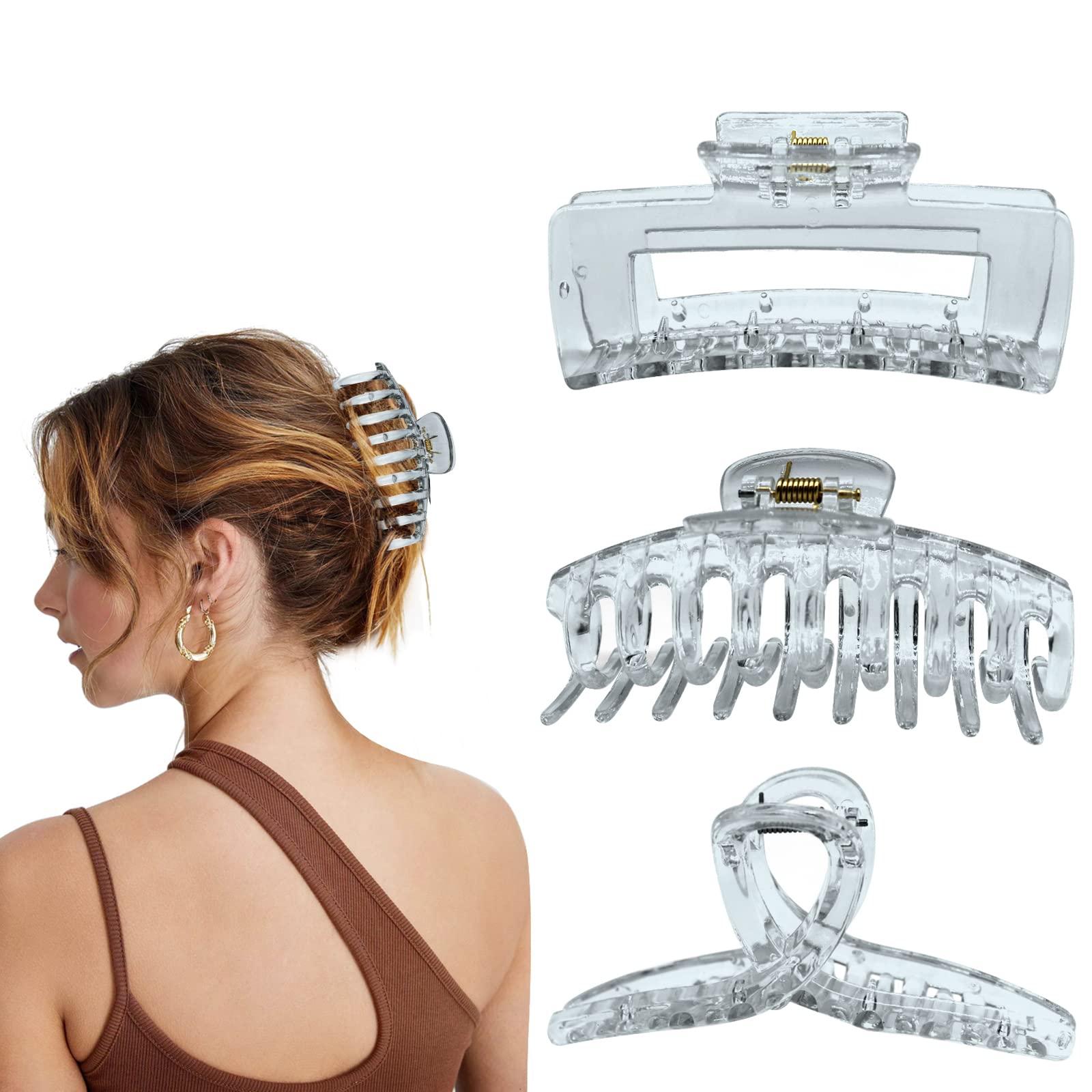 Amazon.com : MORIKOKI Clear Blue Jumbo Hair Clips, Large Matte Banana ...