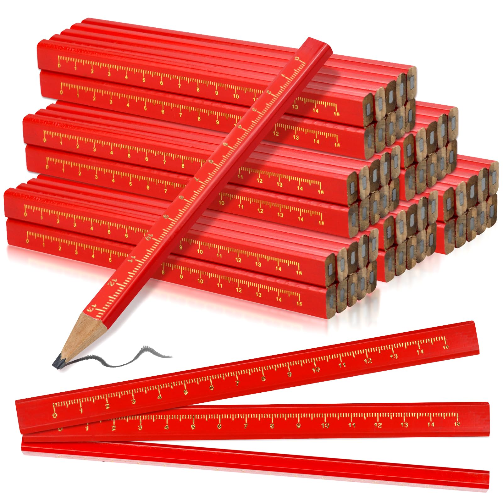 Amazon.com : WYOMER 60 Pcs Carpenter Pencils, Octagonal Hard Black ...