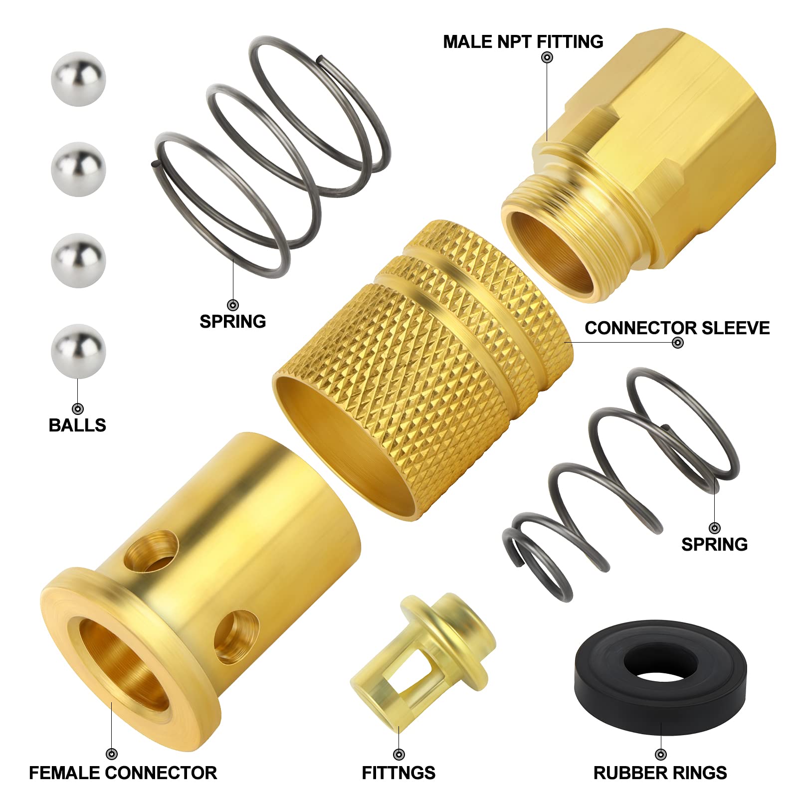 Snapklik.com : GASHER 2PCS Brass 1/4" Female Industrial Coupler