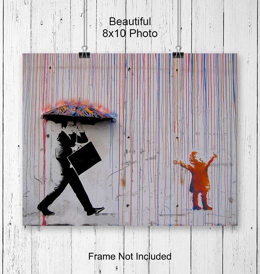 Original Banksy Child in the Rain Graffiti Street Australia | Ubuy