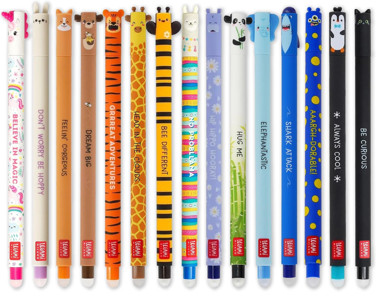 LEGAMI - Lot de 15 stylos gel effaçables avec encre effaçable ...