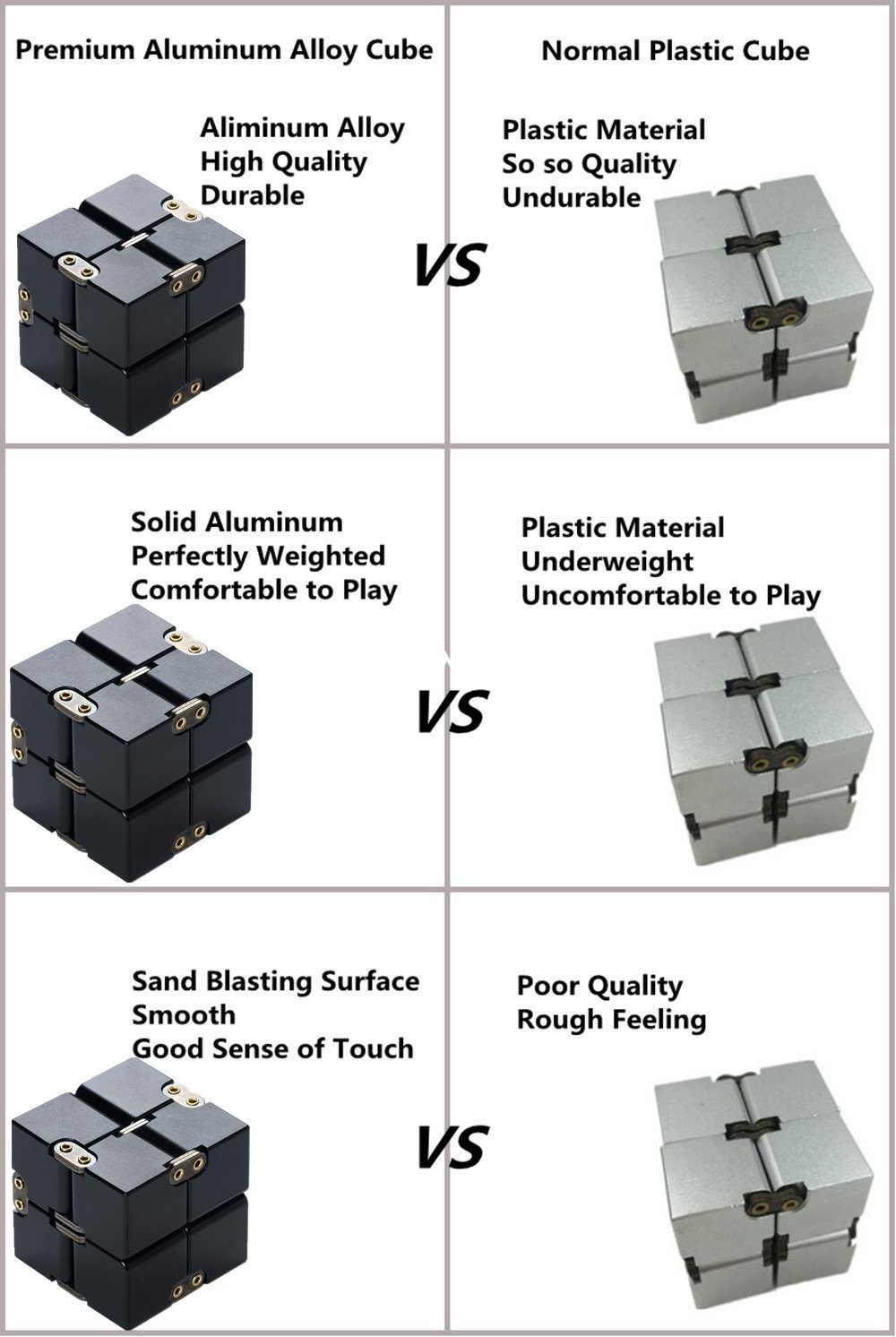 Lifidea Aluminum Alloy Metal Infinity Cube Fidget Cube (6 Colors ...