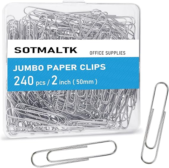 240pcs Jumbo Paper Clips, 50mm Large Silver Paper Clip, Big PaperClips ...