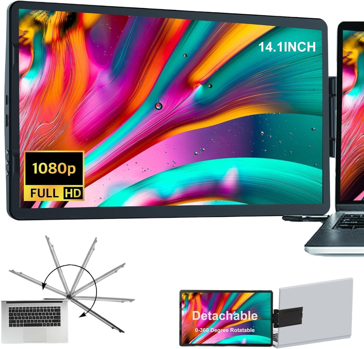 Amazon.com: Laptop Screen Extender - 360° Rotatable Portable Monitor ...