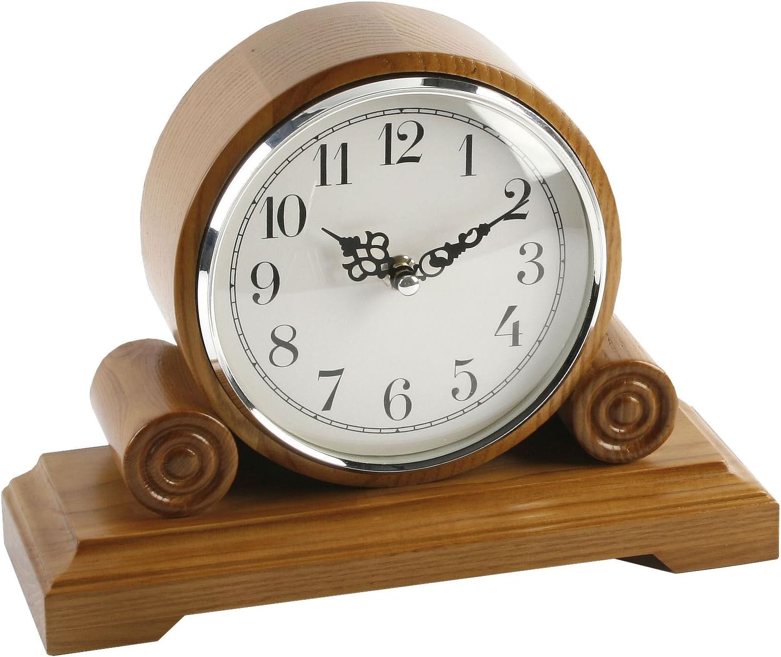 BARREL SHAPE OAK FINISH WOODEN MANTEL CLOCK WITH ARABIC DIAL ...