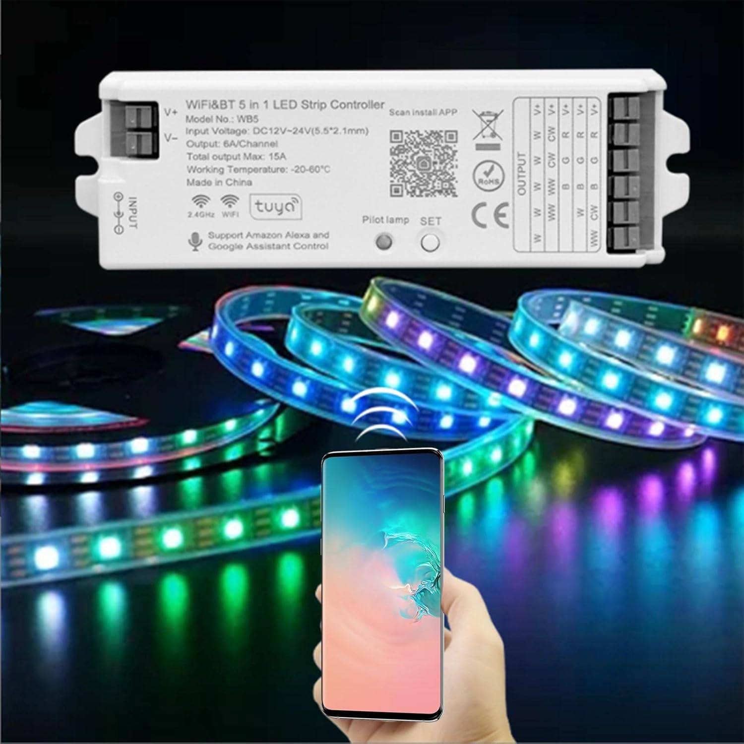 SPORTARC Smart Wireless 5 in 1 WiFi RGB LED Controller, WiFi LED ...