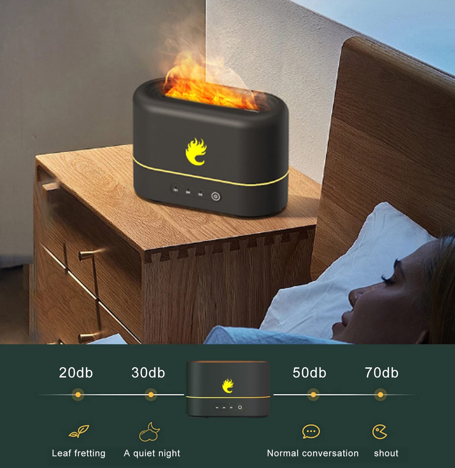 Humidifiers Essential Oil Diffuser fire with Flame Night Light ...