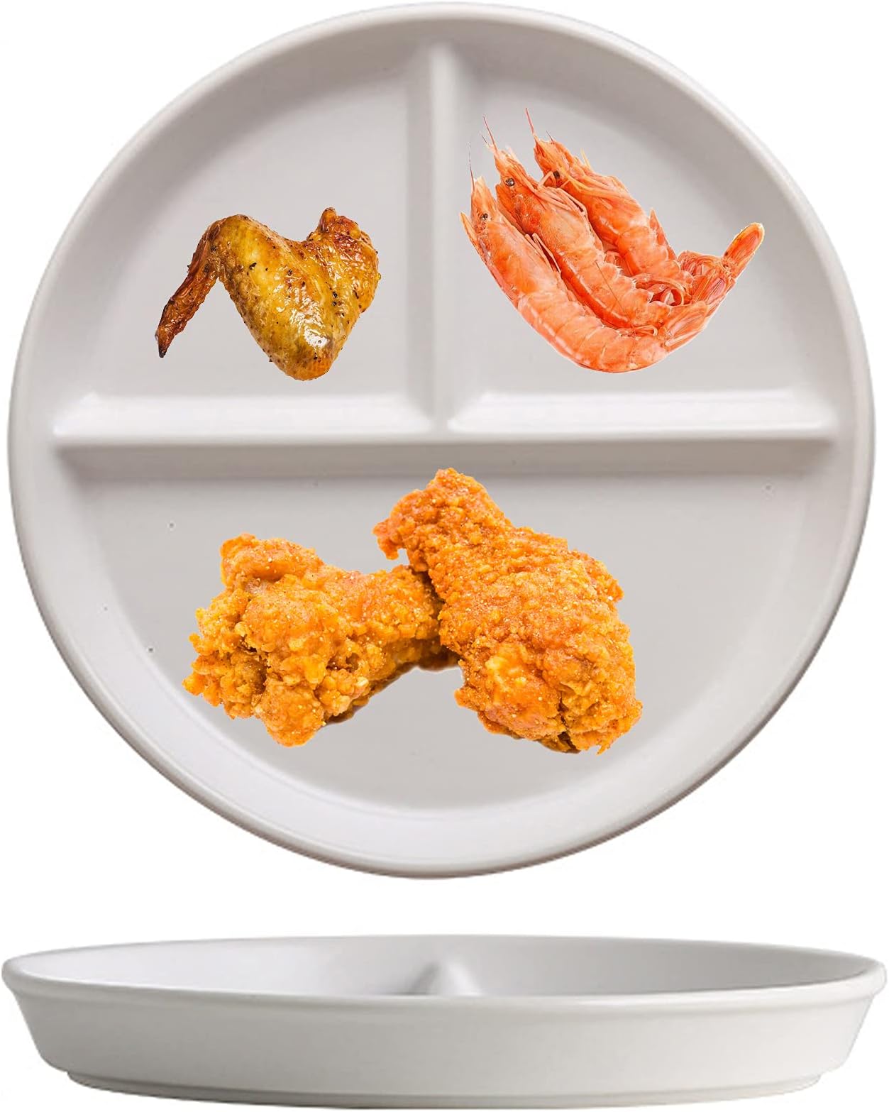 UPKOCH Ceramics Divided Dinner Plate 3 Compartment Dessert Salad Plate ...