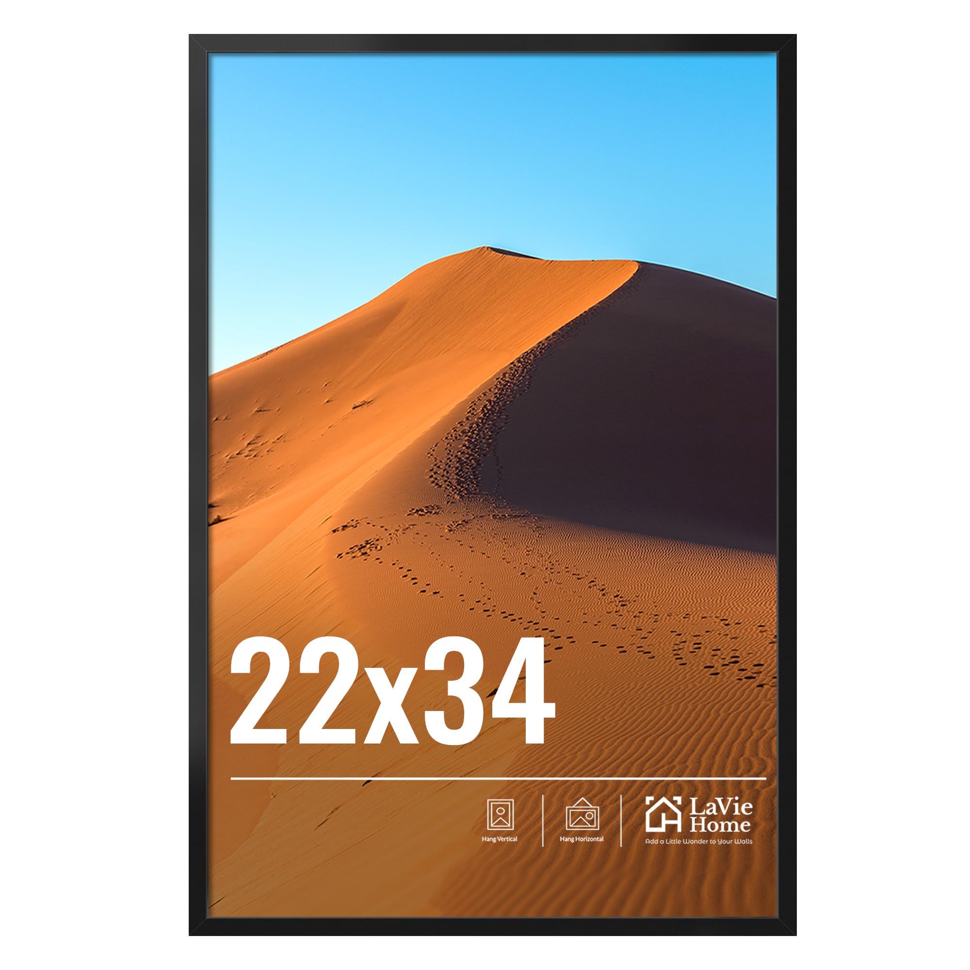 LaVie Home 22x34 Picture Frame For Wall Display 22x34 Black Picture
