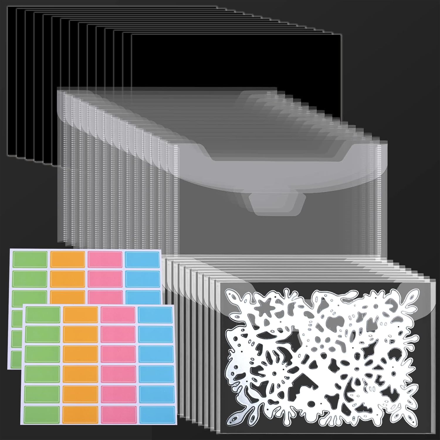 Kokorosa 50 PCS Clear Stamp and Die Cut Storage with Rubber Magnetic ...