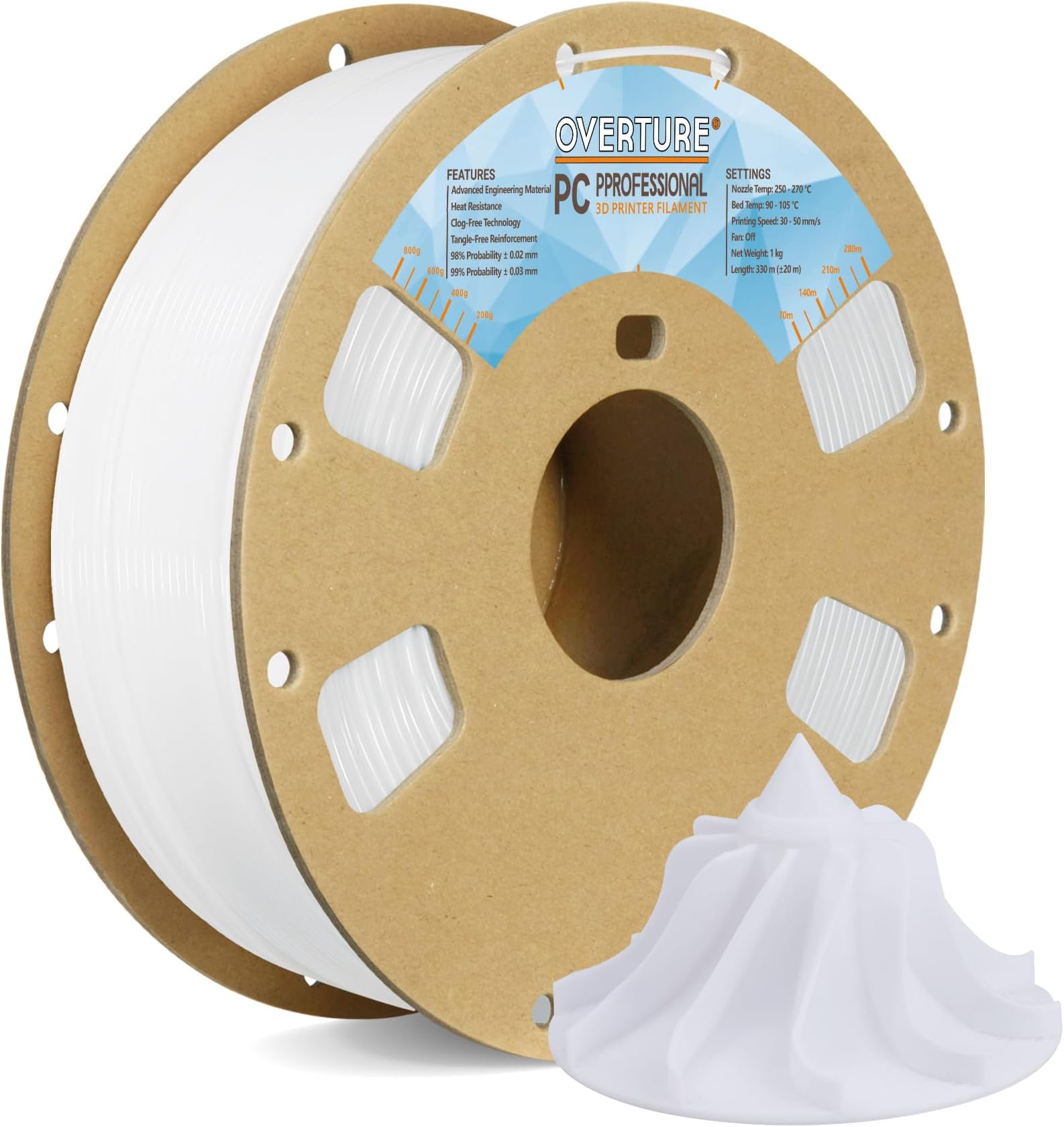 Amazon.com: OVERTURE Tough PC PROFEESIONAL Filament, Cardboard Spool ...