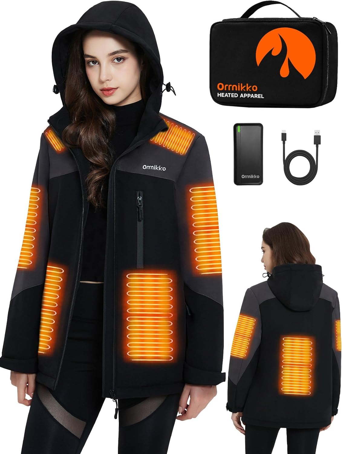 Amazon.com: ORRNIKKO Womens Heated Jacket with Battery Pack - 20000mAh ...
