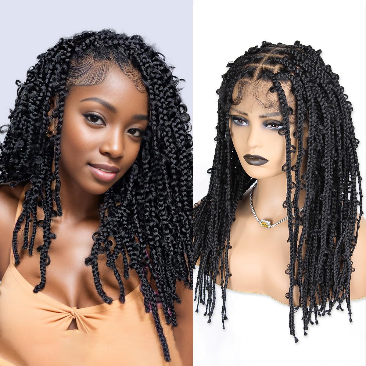 Amazon.com : POUWENEY 18 inch Full Single Lace Butterfly Locs Wigs for ...
