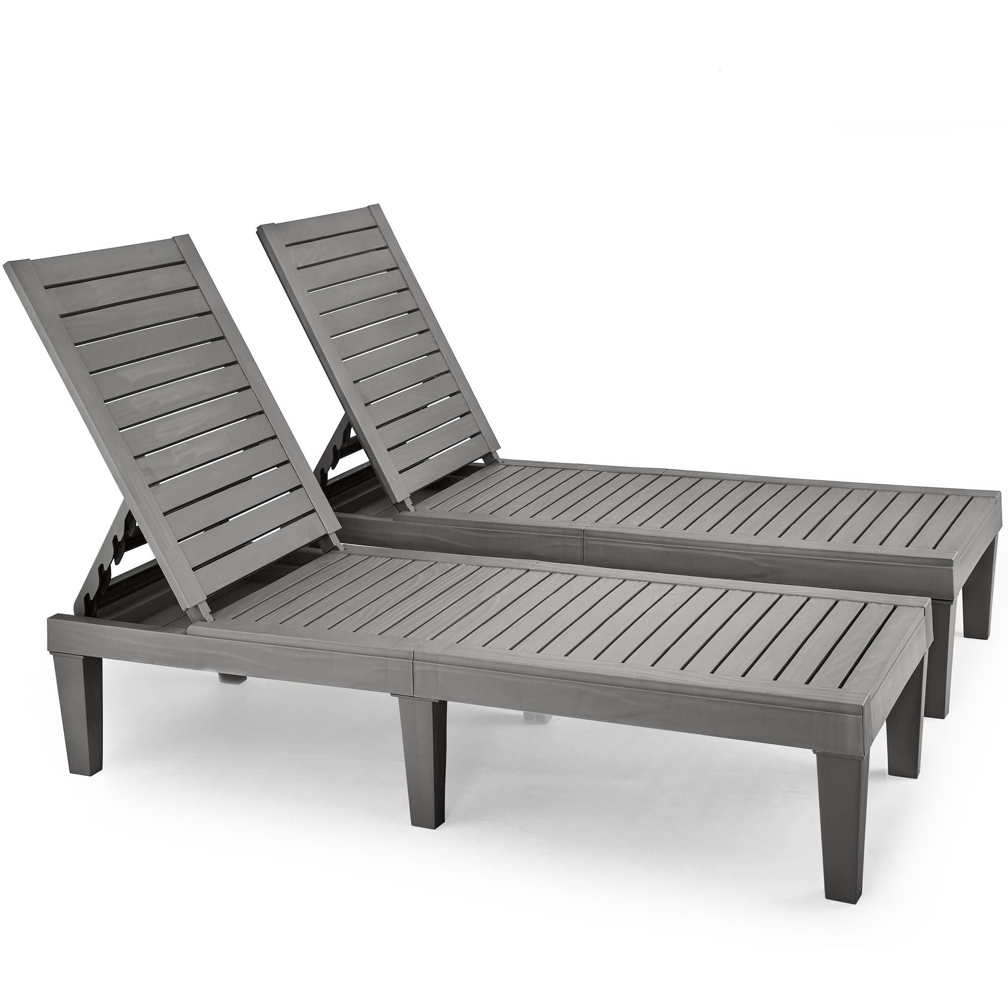 Amazon.com: HOOYEAH Outdoor Chaise Lounge 2PCS, Adjustable Pool Lounge ...