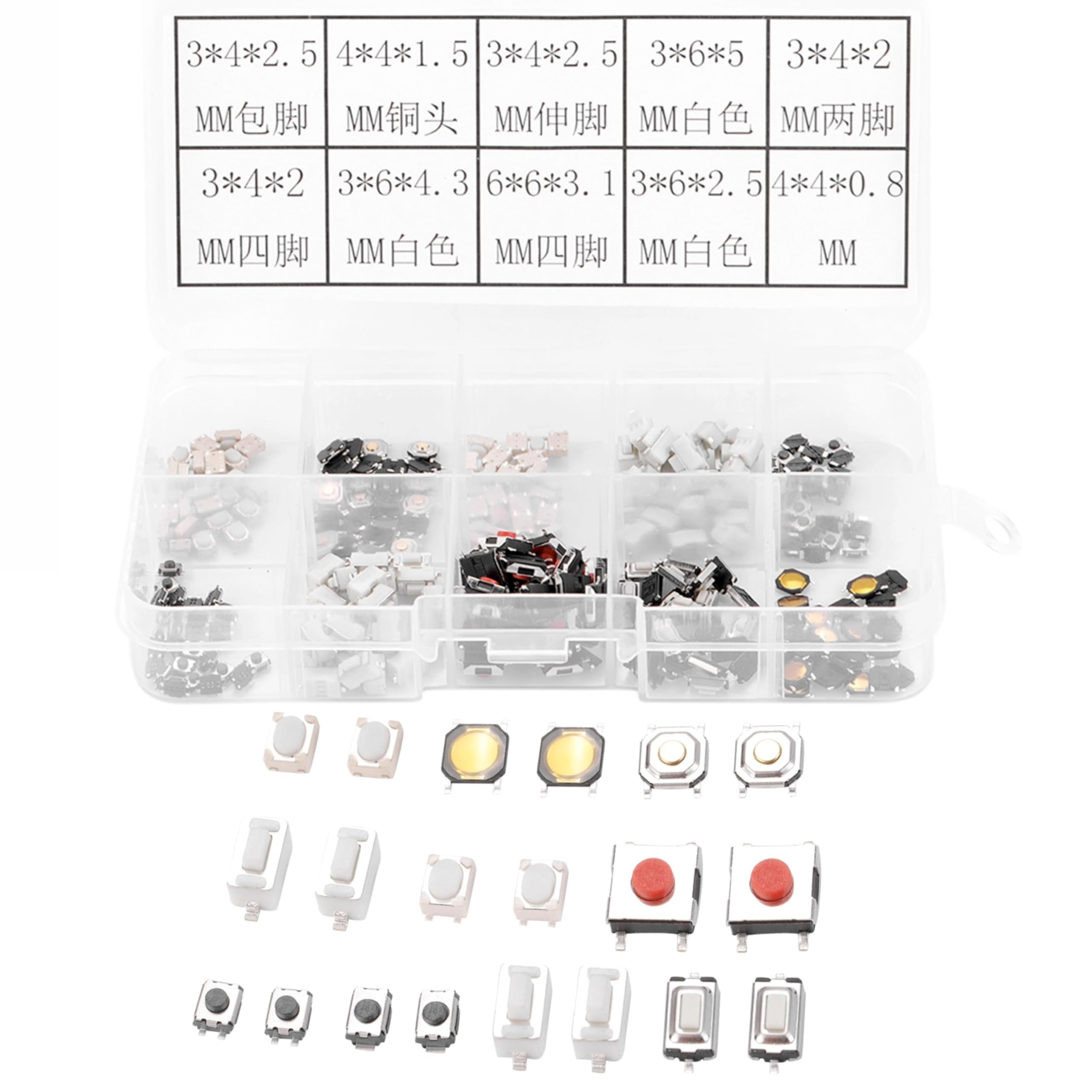 Snapklik.com : 250pcs 10 Types Tactile Push Button Micro Switch Micro ...