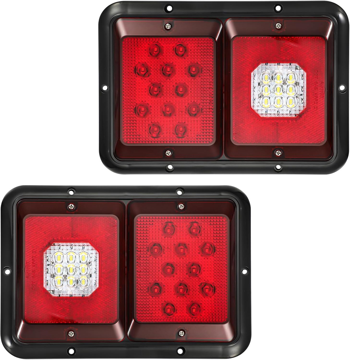 Partsam 2Pcs Double Led Trailer Tail Lights with Horizontal Mount Dual ...