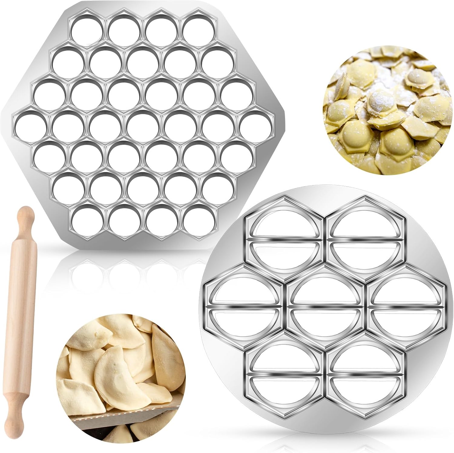 Amazon.com: Vesici 3 Pcs Ravioli Maker Dumplings Set 37 Holes Ravioli ...