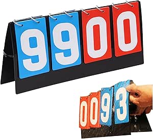 Naturezhen Portable 4-Digit Tabletop Scoreboard, Flip Scoreboard Score ...
