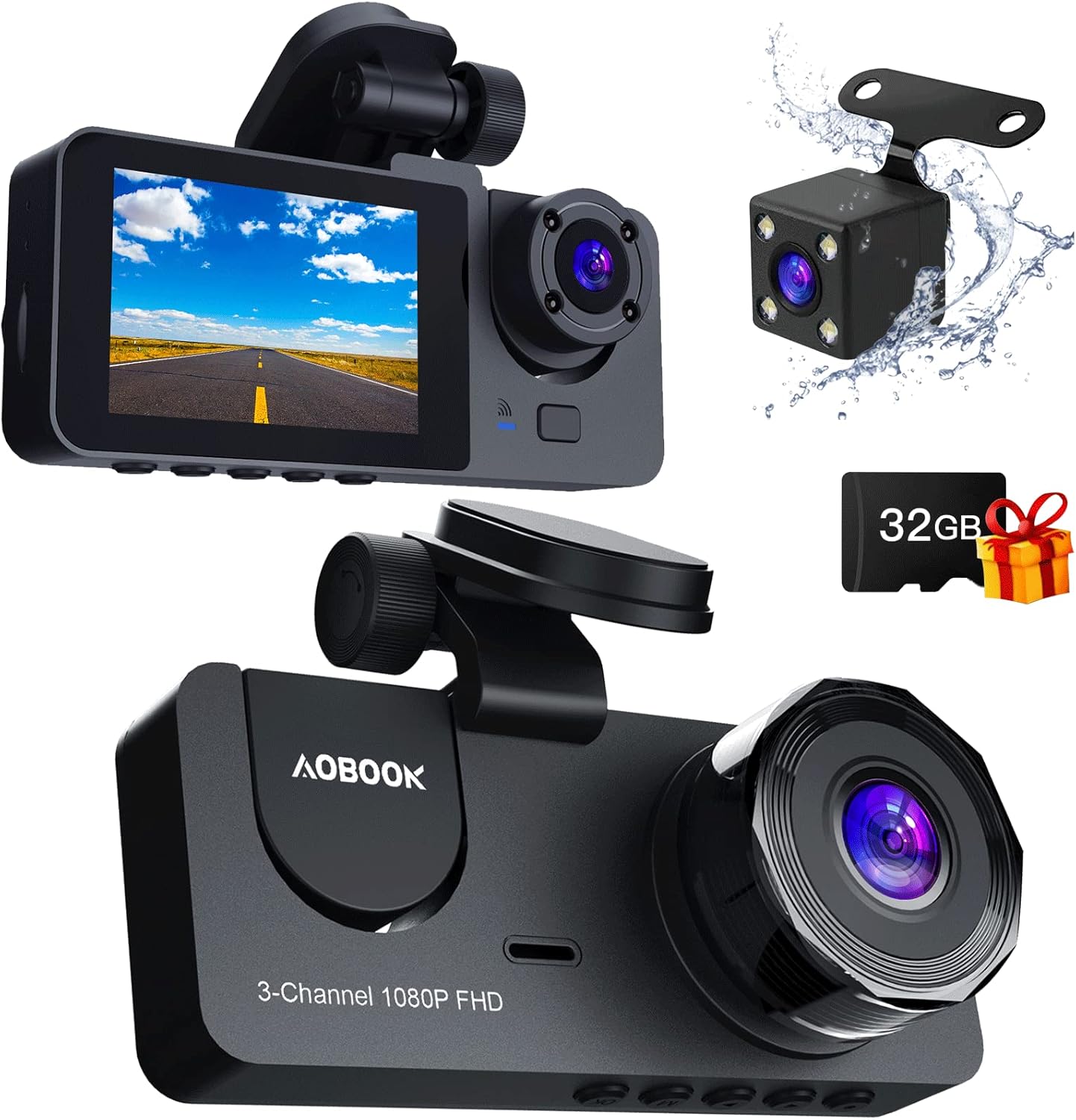 Amazon.com: Dash Cam Front and Rear Inside, 3 Channel Dash Camera 1080P ...