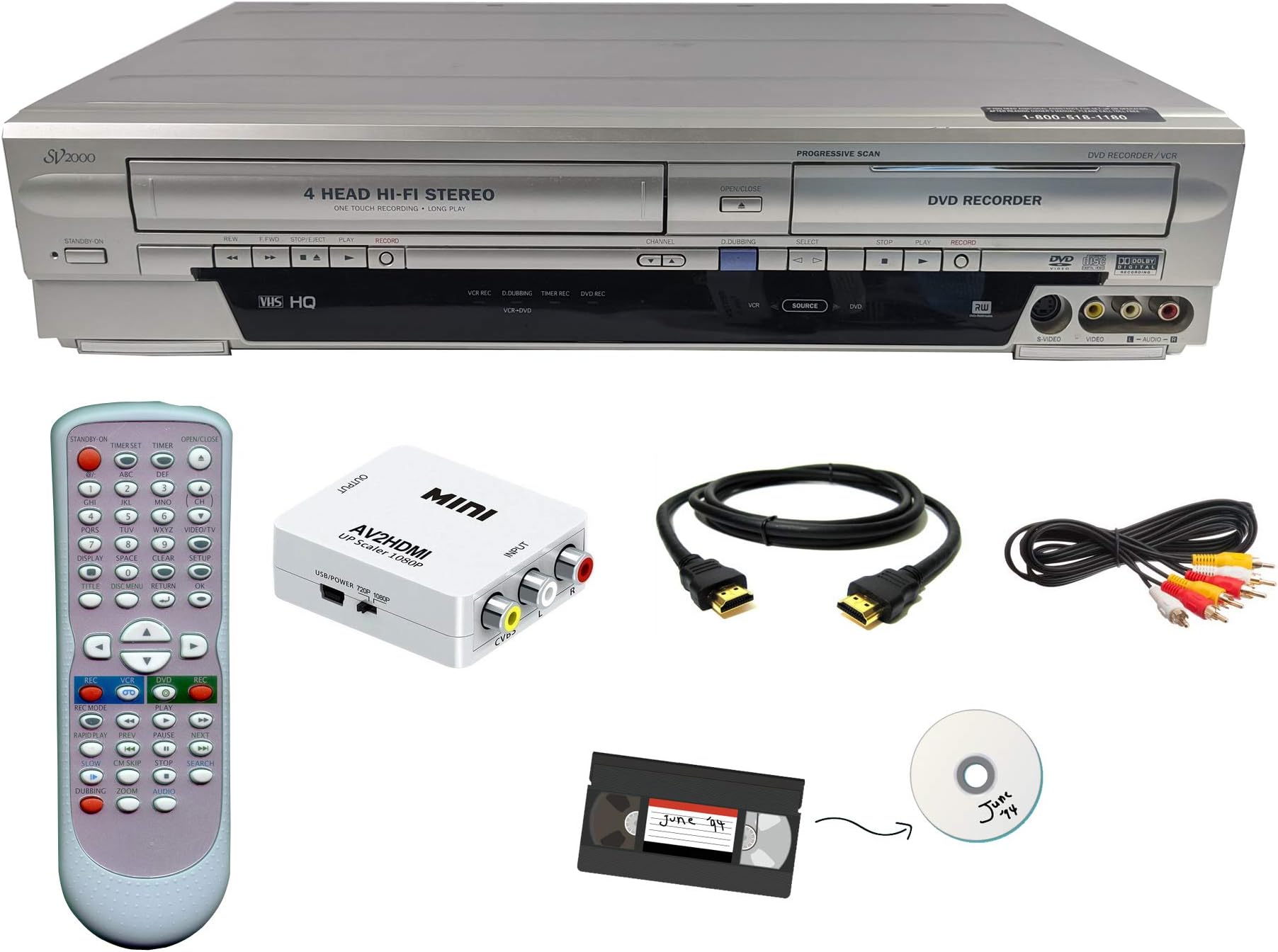 Amazon.com: Funai VHS to DVD Recorder VCR Combo w/ Remote, HDMI ...