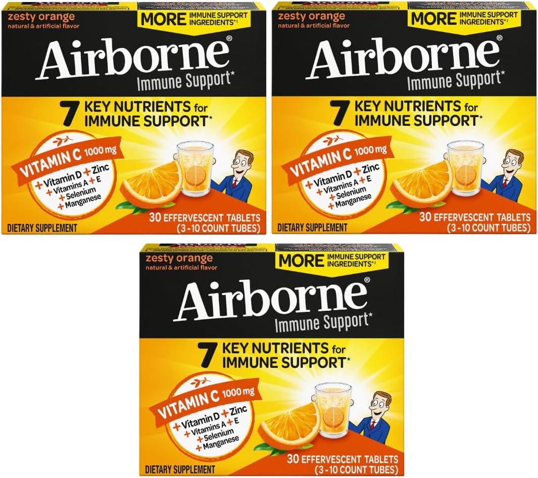 Amazon.com: Airborne 1000mg Vitamin C + Zinc Sugar Free Multivitamin ...