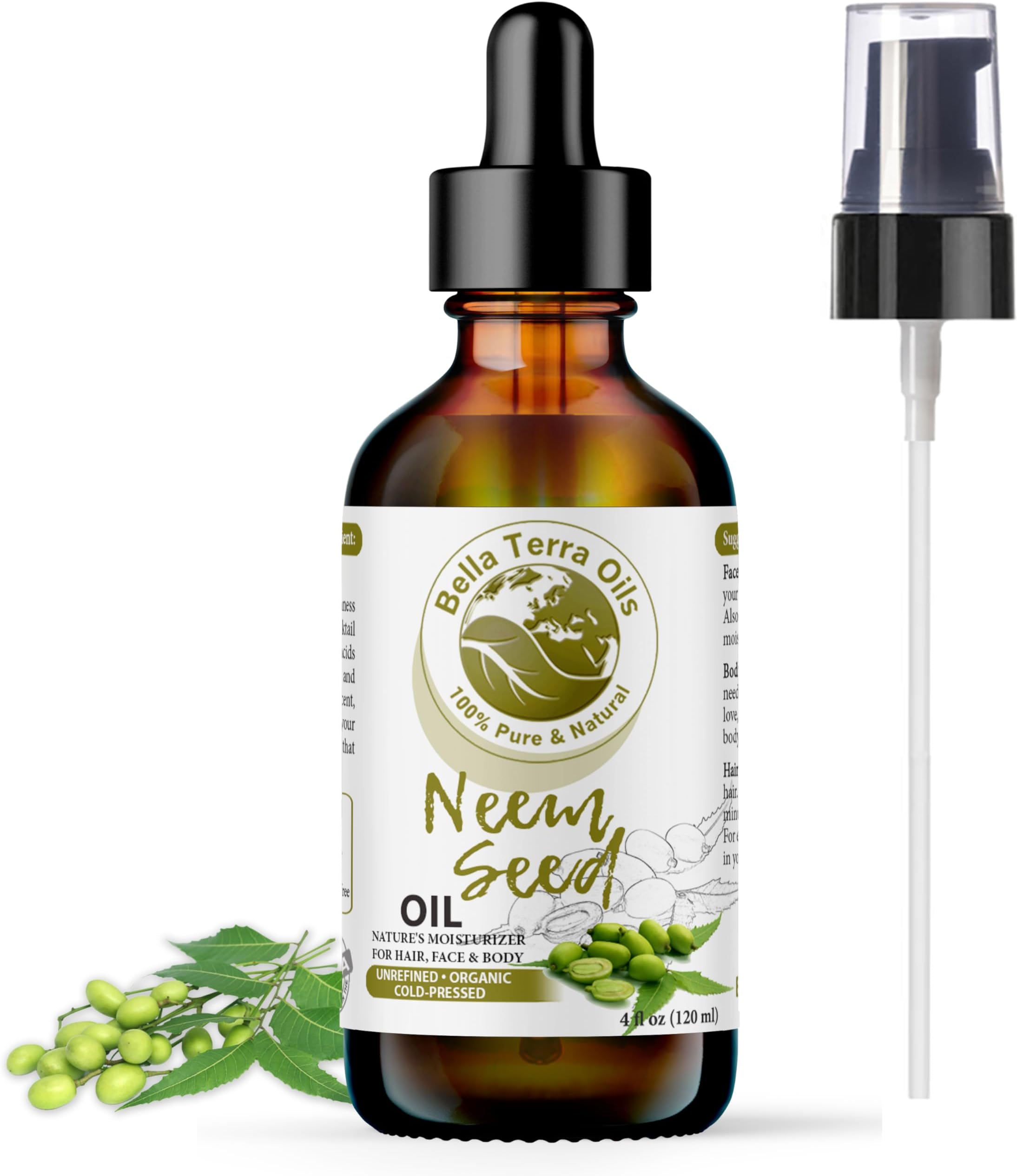 Amazon.com : Bella Terra Oils - Organic Neem Seed Oil 4oz - Immerse in ...