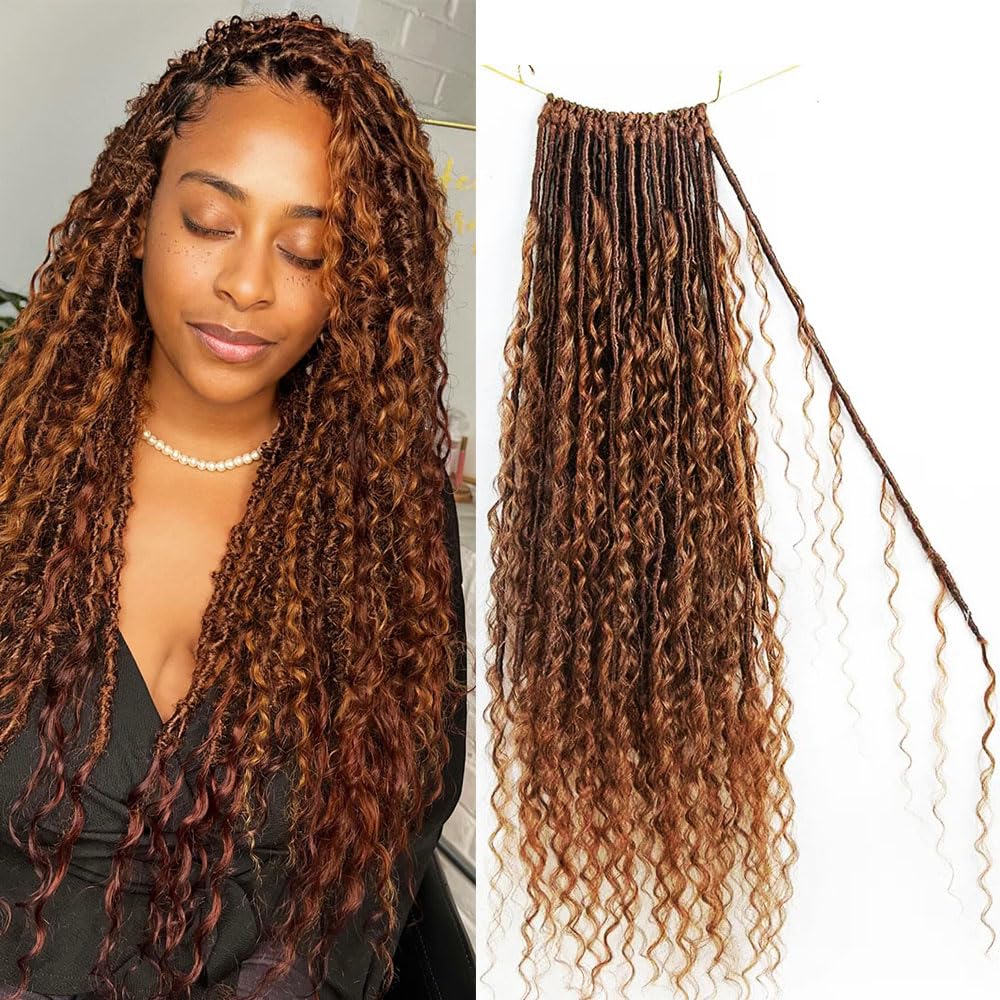 Amazon.com : Pre-looped Light Auburn Crochet Dreadlocks with Human Hair ...