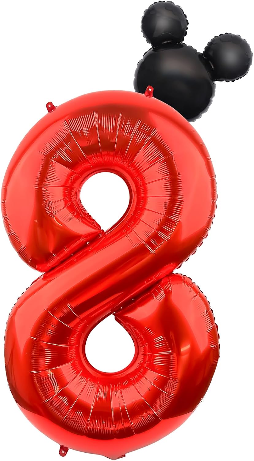 Amazon.com: LEBERY Mouse Number 8 Balloon 40 Inch Red Number 8 Balloon ...
