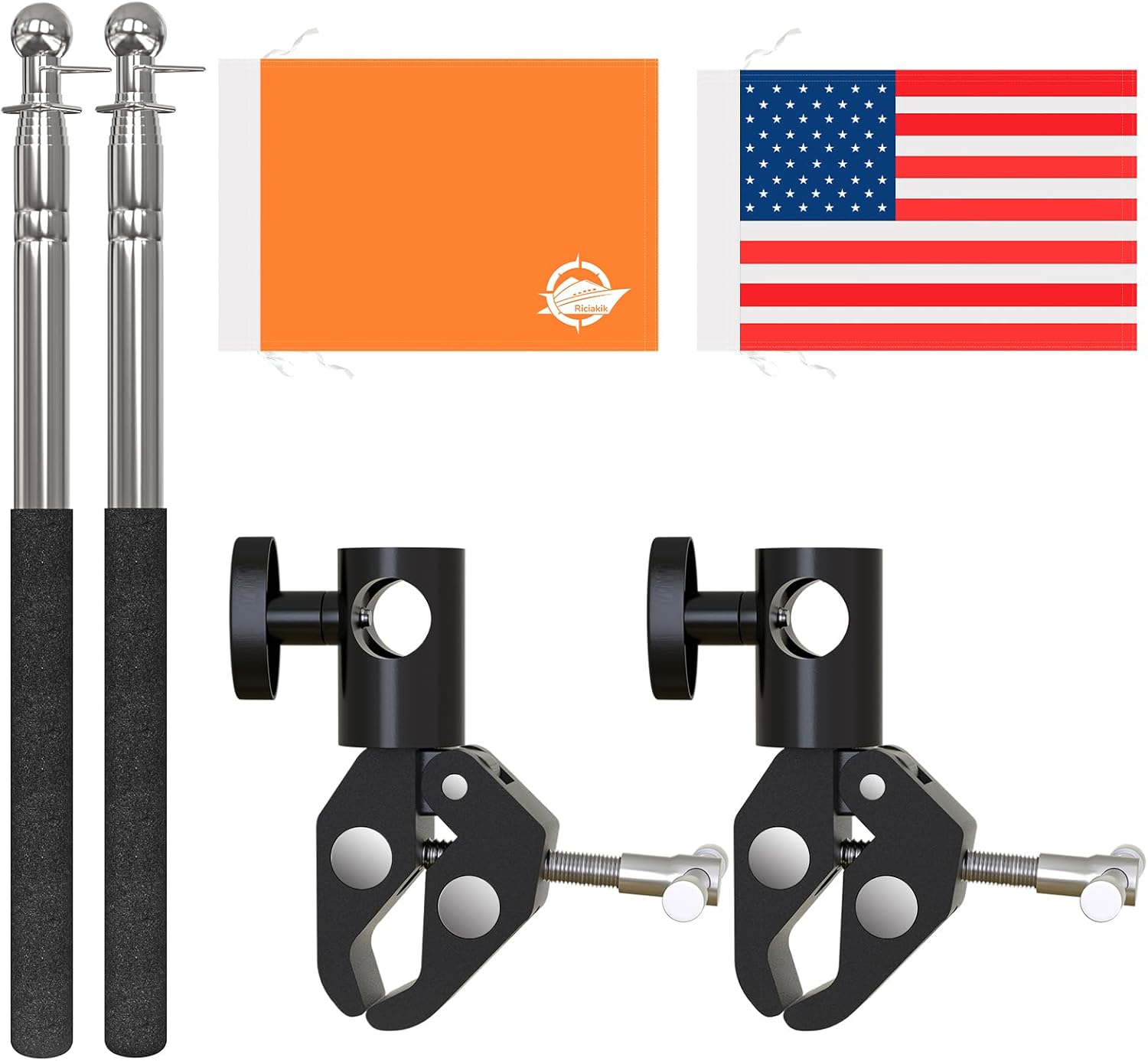 Amazon.com : 2 Pack American Boat Flag Pole Kit, 49-Inch Orange Boat ...