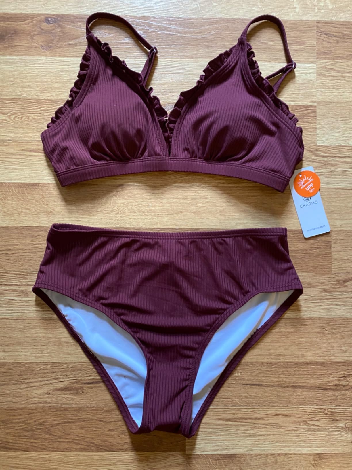 $7/mo - Finance Charmo Ruffle High Waisted Bikini Set Women Ruched ...