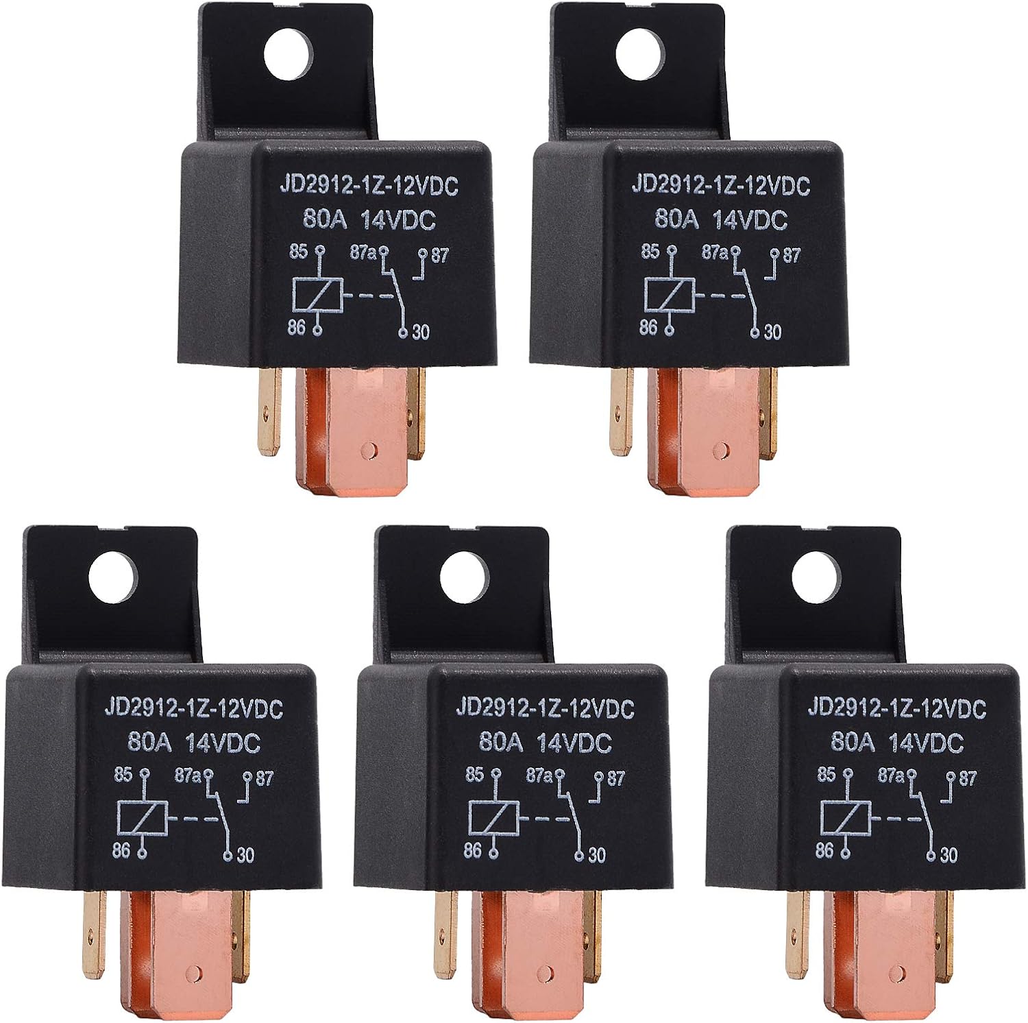 Ehdis 5 Pcs Car Relay 12V 80 AMP 5 Pin, JD2912-1Z-12VDC 80A 14VDC SPDT ...