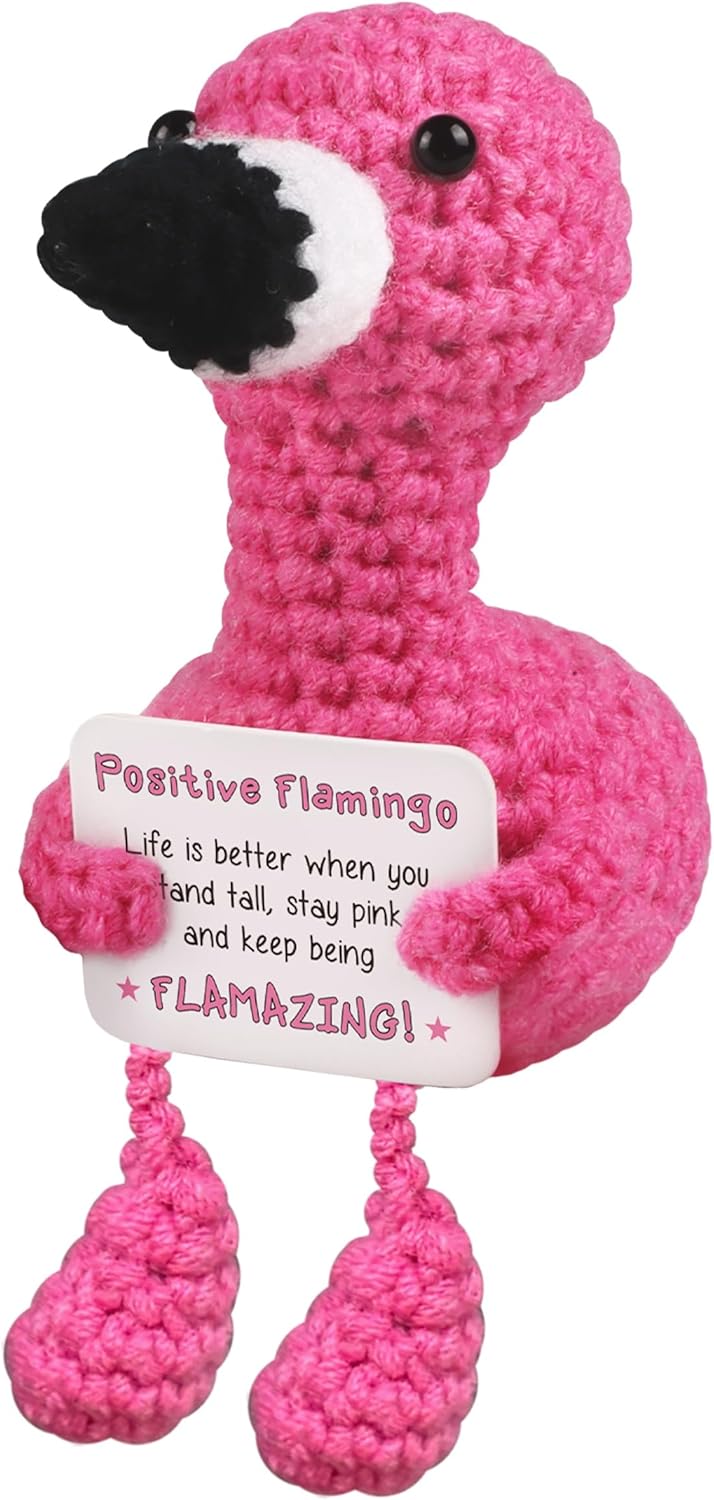 Amazon.com: WenmthG Mini Positive Flamingo Crochet Doll - Funny ...