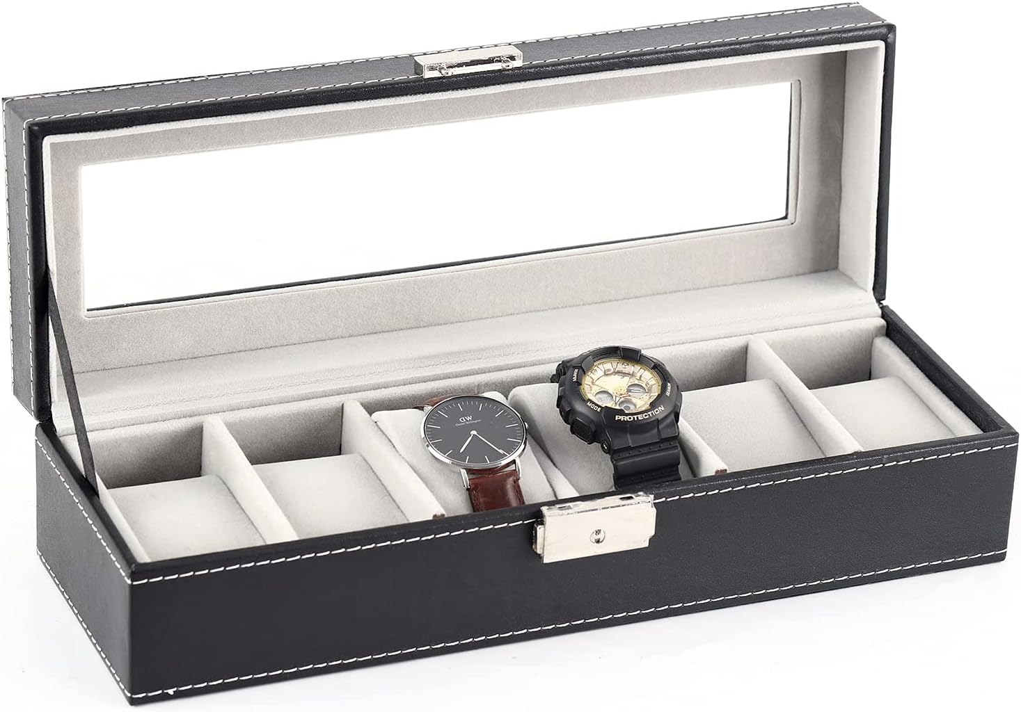 SONGMICS Watch Box with 12 Slots, Watch Case with Glass Lid, Watch ...