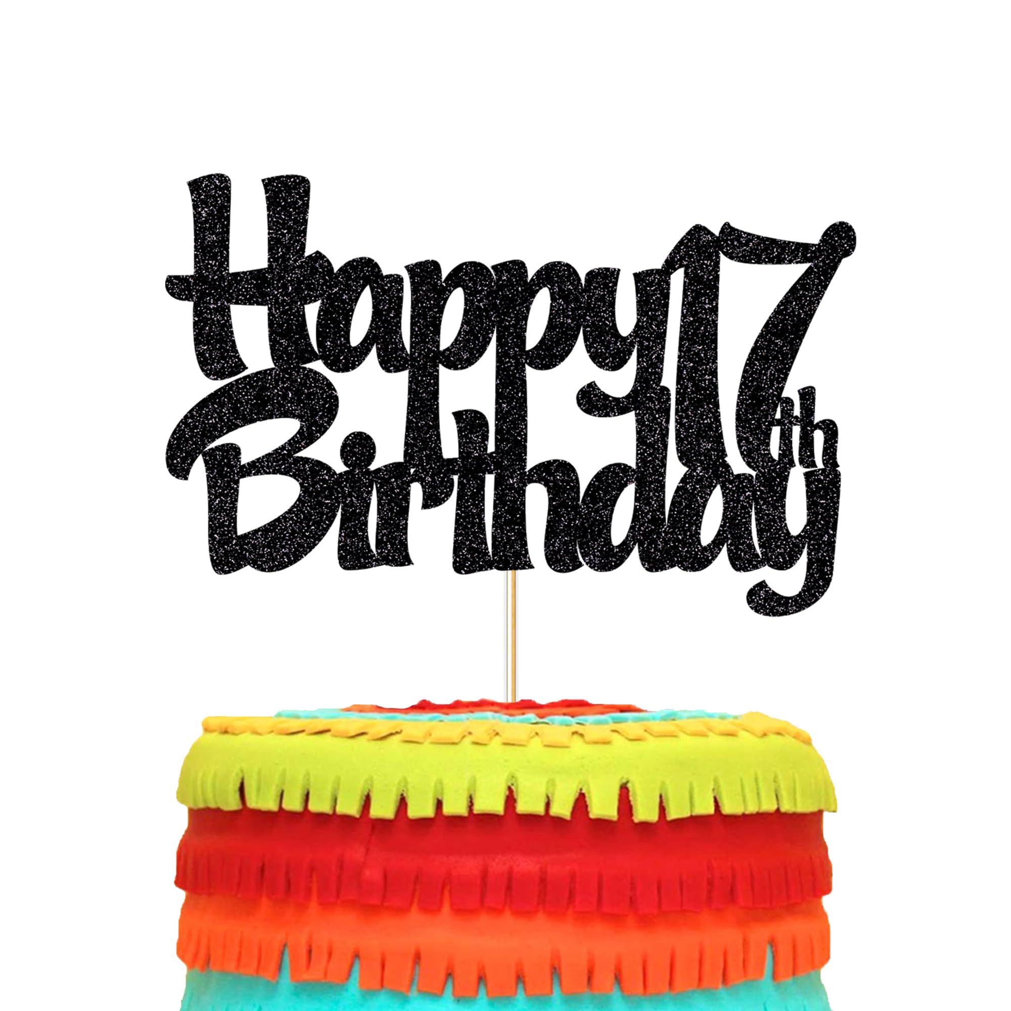 Snapklik.com : 17th Black Glitter 17th Birthday Cake Topper Birthday ...