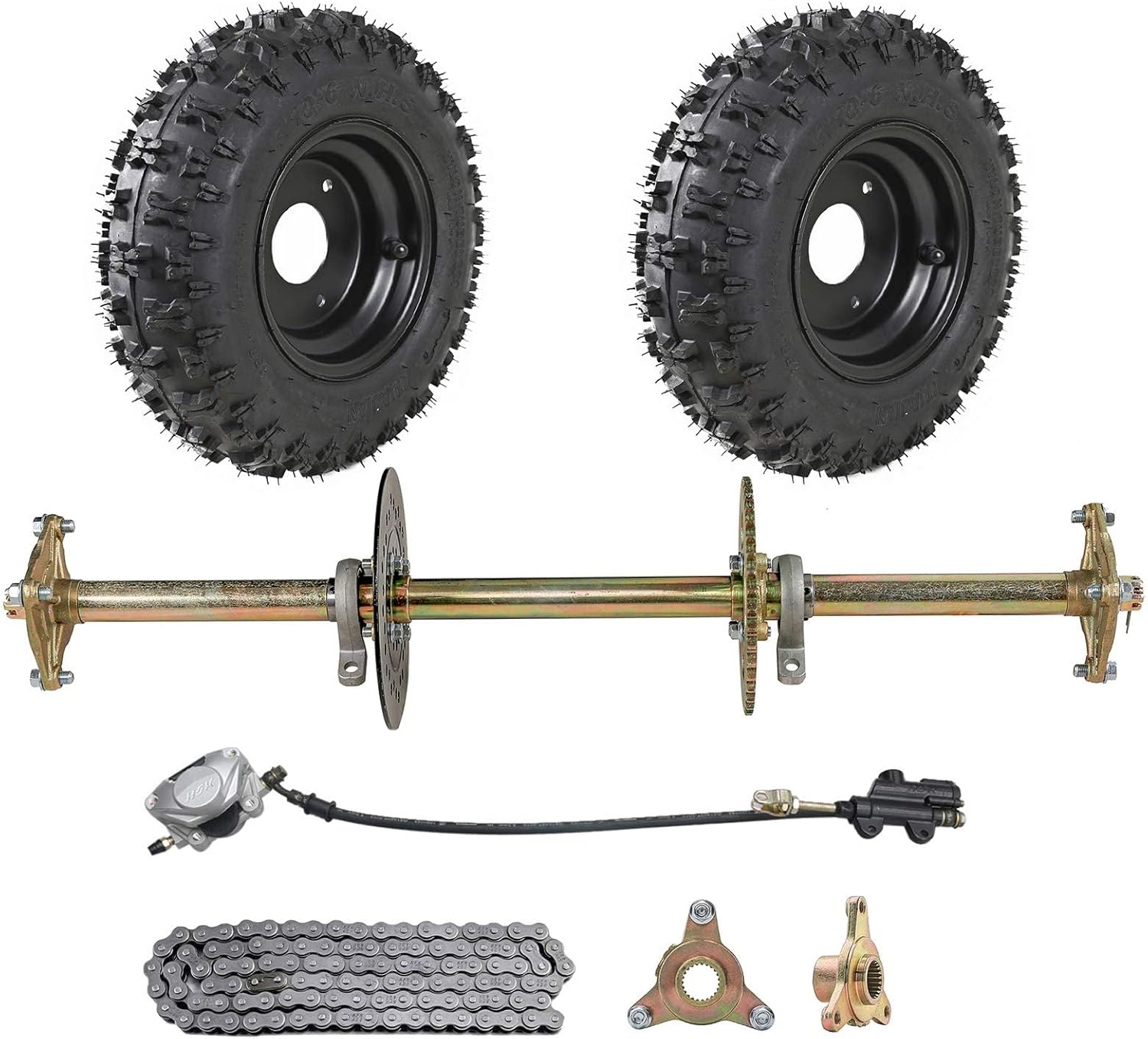 Amazon.com: YC Yier 32" Go Kart Rear Live Axle Kit, DIY Parts, 4.10-6" Wheels Tires Rims, Brake ...