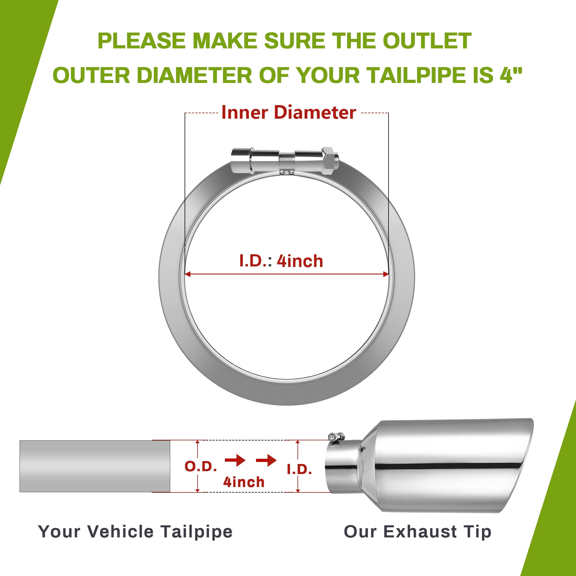 Snapklik.com : Chrome Exhaust Tip 4 Inch Inlet, 4" Inlet 7" Outlet 15 ...