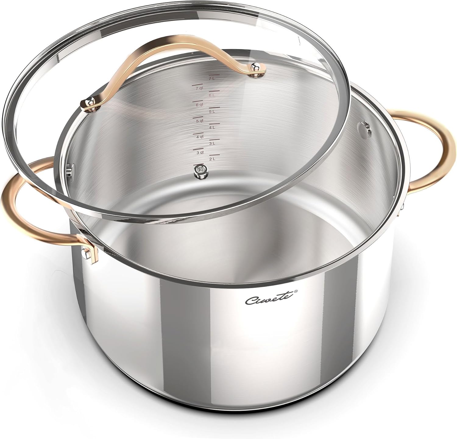 Amazon.com: Ciwete 8 Quart Stock Pot with Glass Lid, 18/10 Stainless ...