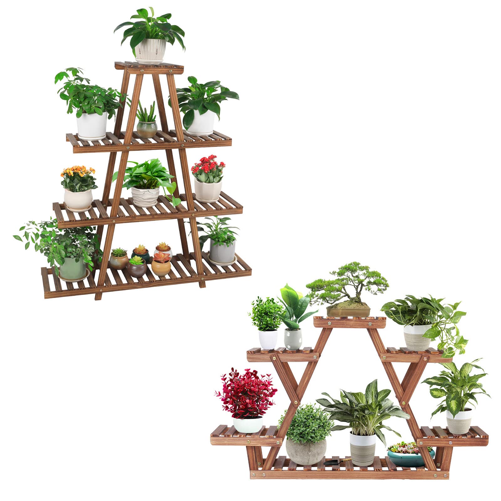 Amazon.com : Ufine Muli-Tier Wood Plant Stand A Frame Plant Display ...