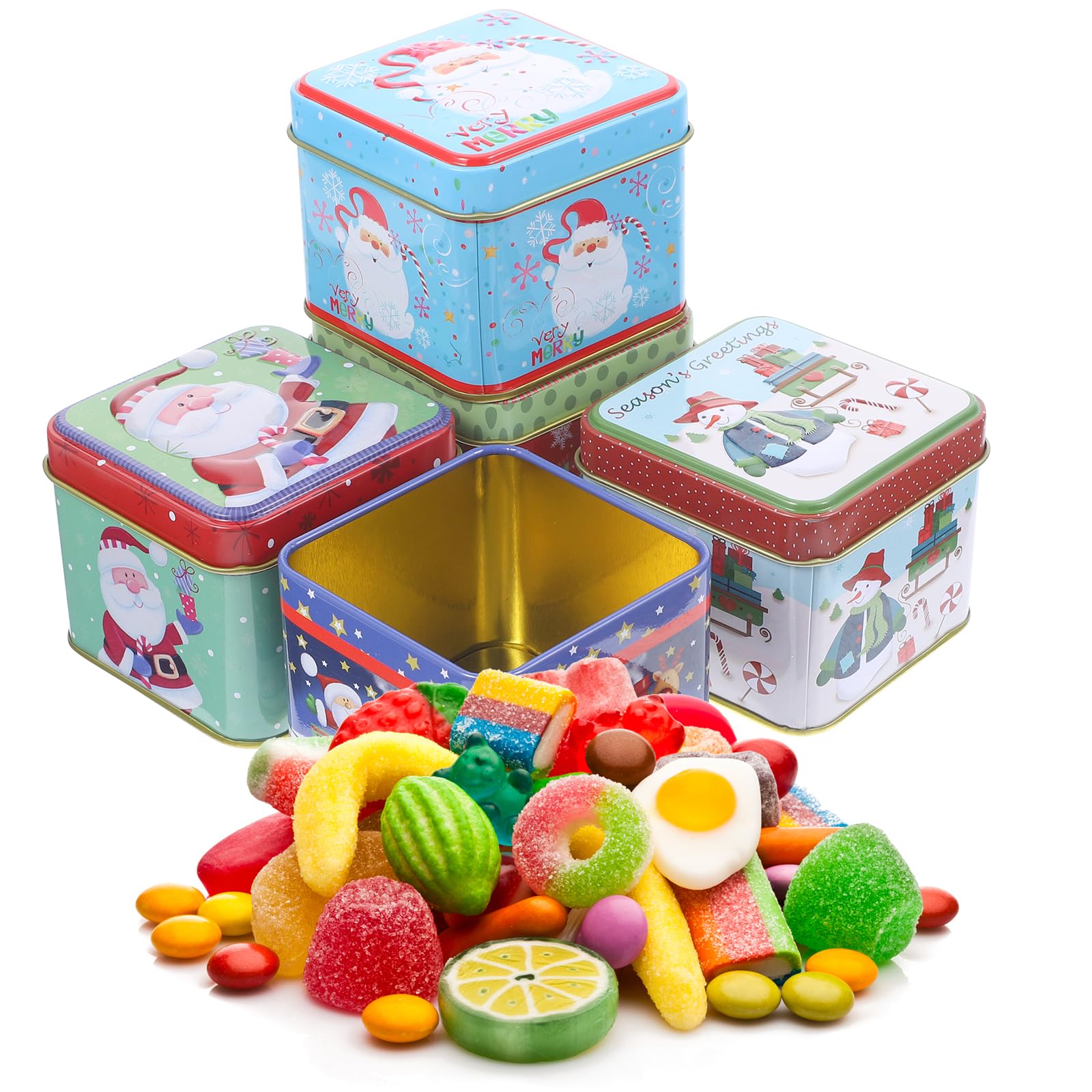 Amazon.com: FOMIYES Christmas Cookie Tins with Lids, 5Pcs Christmas ...