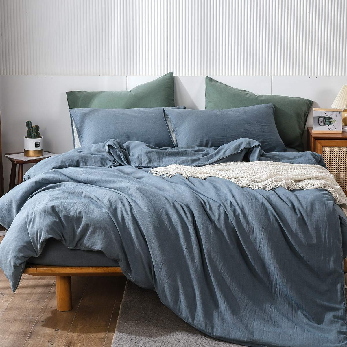 Amazon.com: MooMee Pre-Washed Cotton Duvet Cover Set Super Soft ...