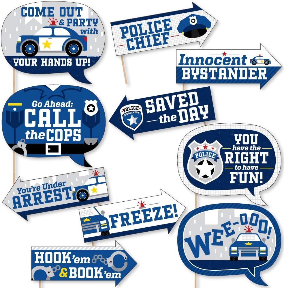 Amazon.com: BinaryABC Cops Robbers Police Photo Booth Props, Police ...