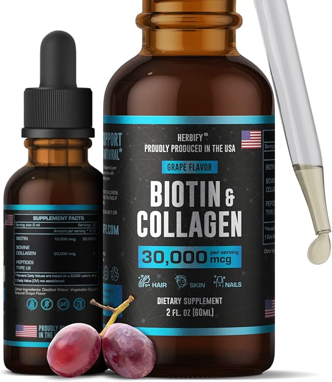 Amazon.com: Liquid Collagen & Biotin - Hair Growth Supplement - Hair ...