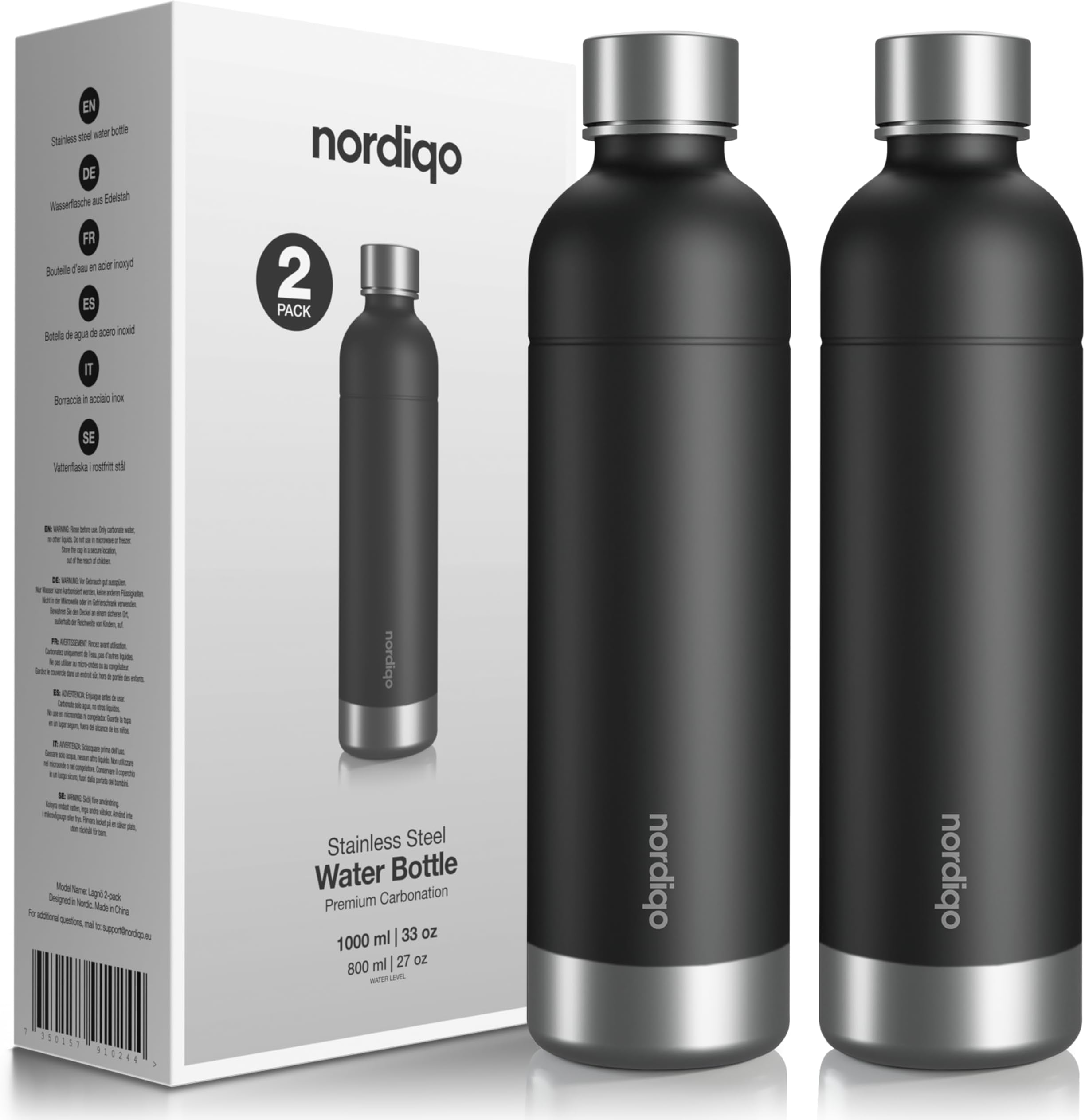 MATE OF STEEL® 100% Plastikfreie 900ml Edelstahl Flasche für Sodastream ...